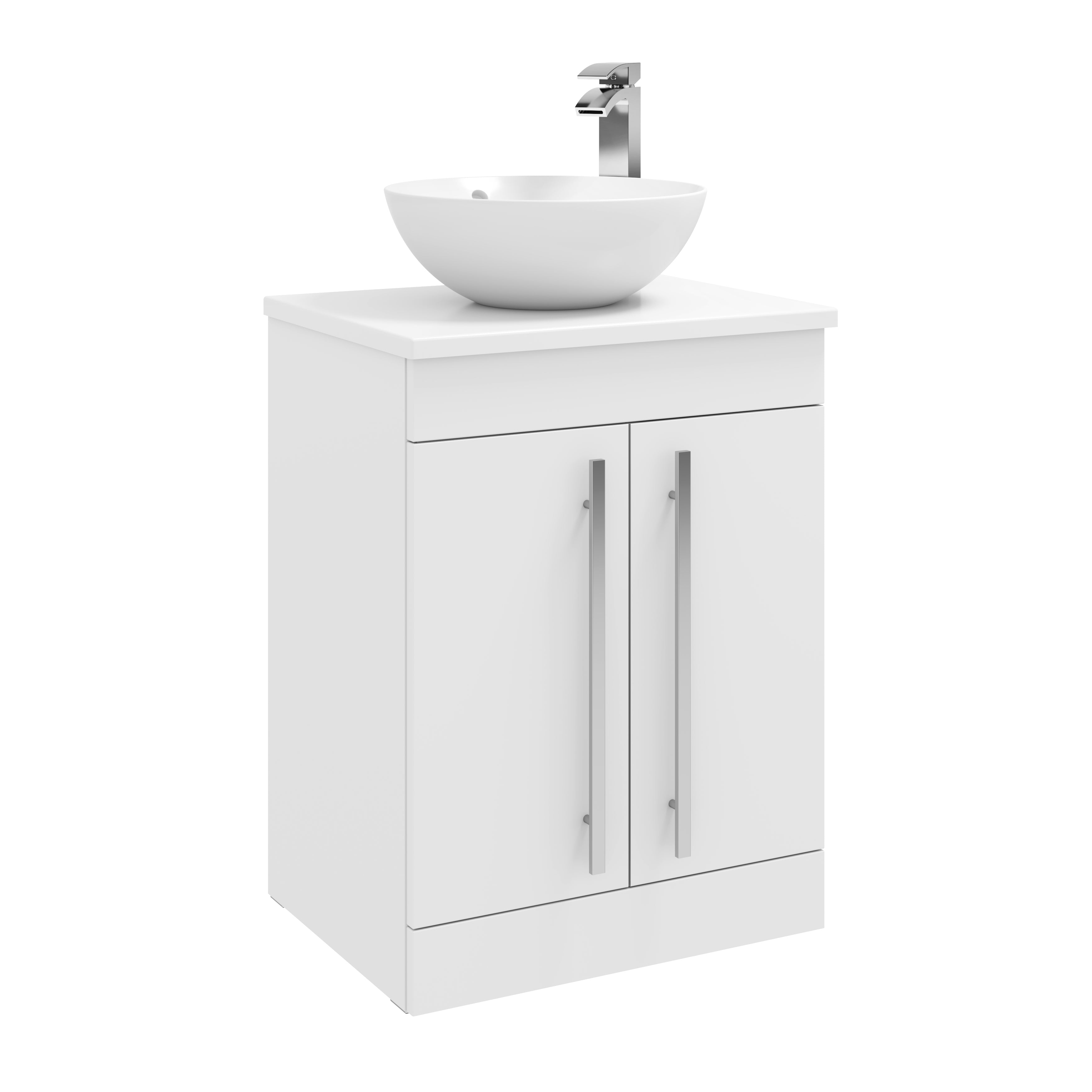 Purity 2-Door Floor Standing Vanity Unit with Sit-On Basin and Worktop ...