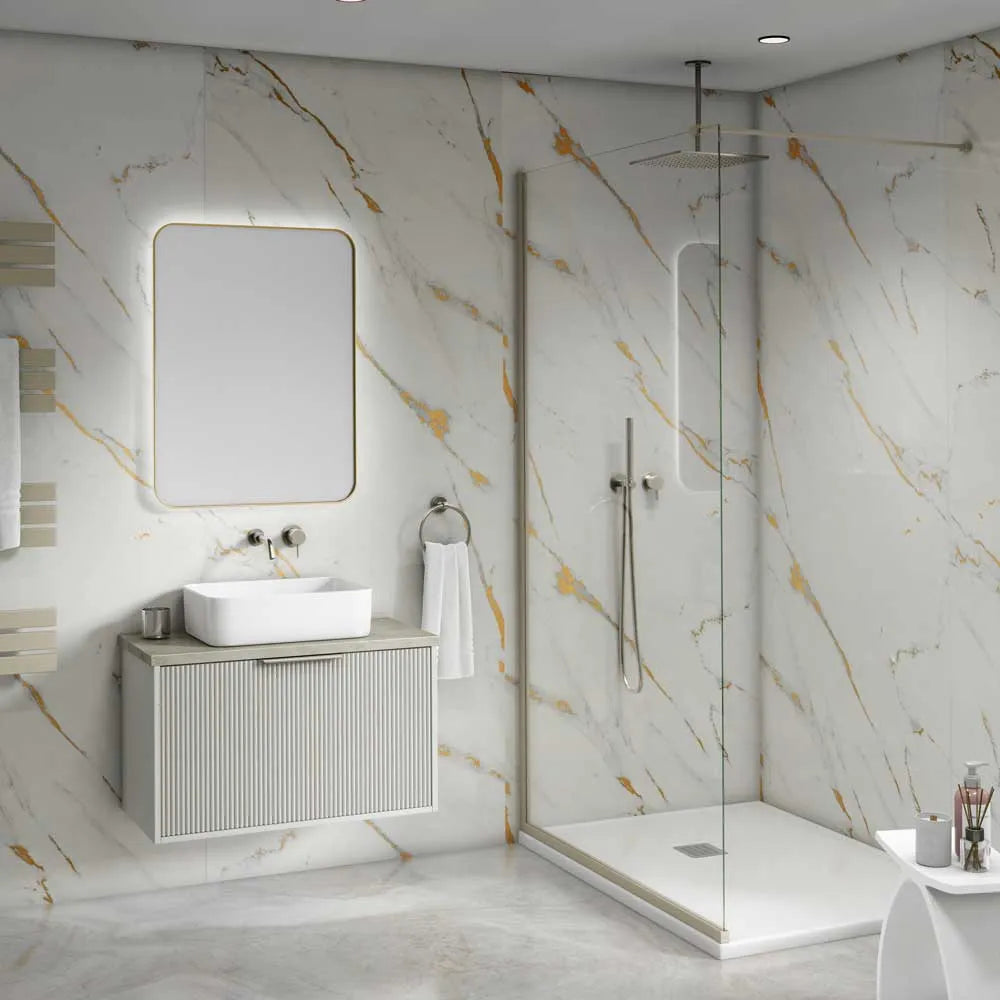 Decorwall Maxi Panel – Gloss Bianco Gold Shower Panel – 2.4m x 90cm ...