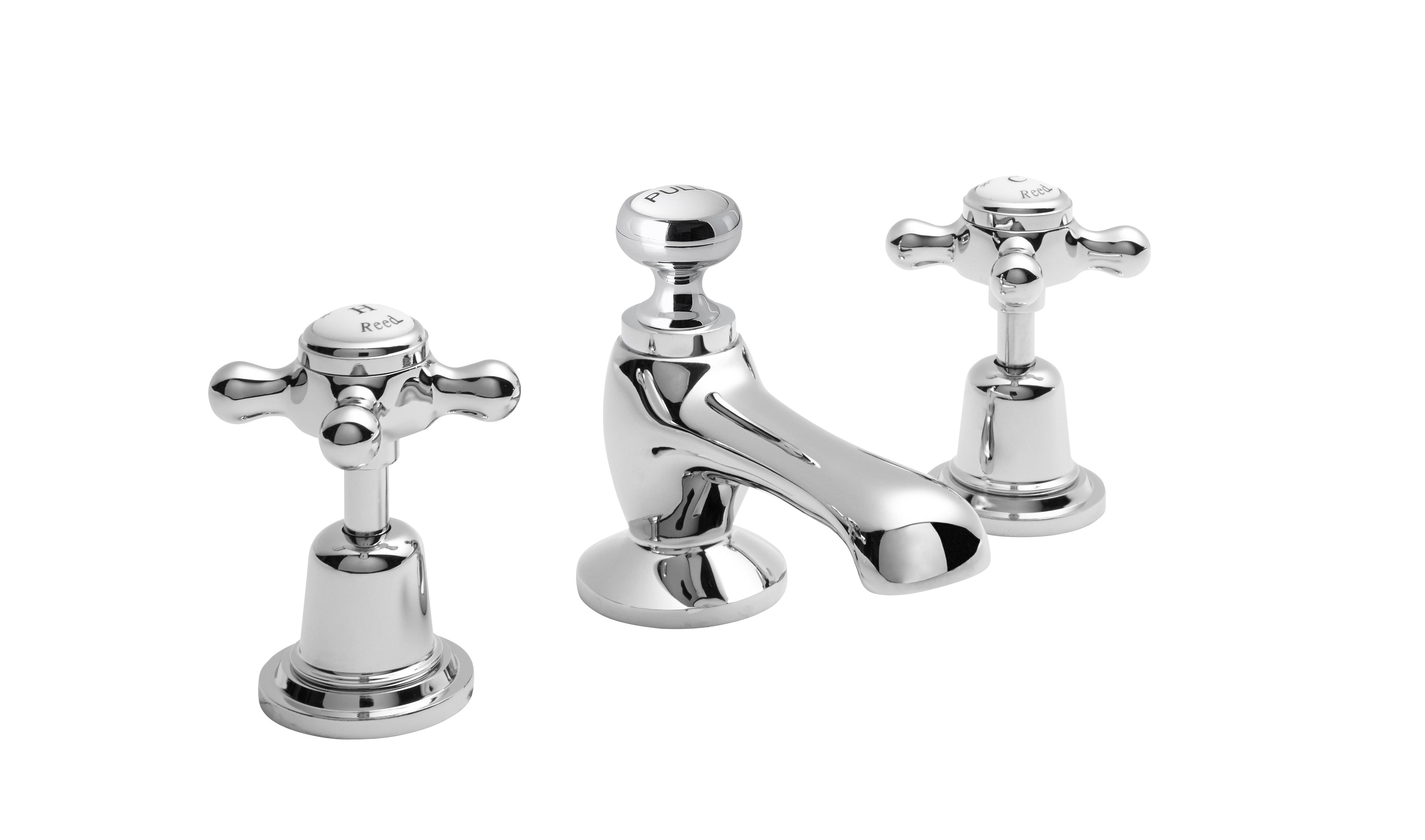 HR White Topaz With Crosshead Handle 3 Tap Hole Basin Mixer – Mersey ...