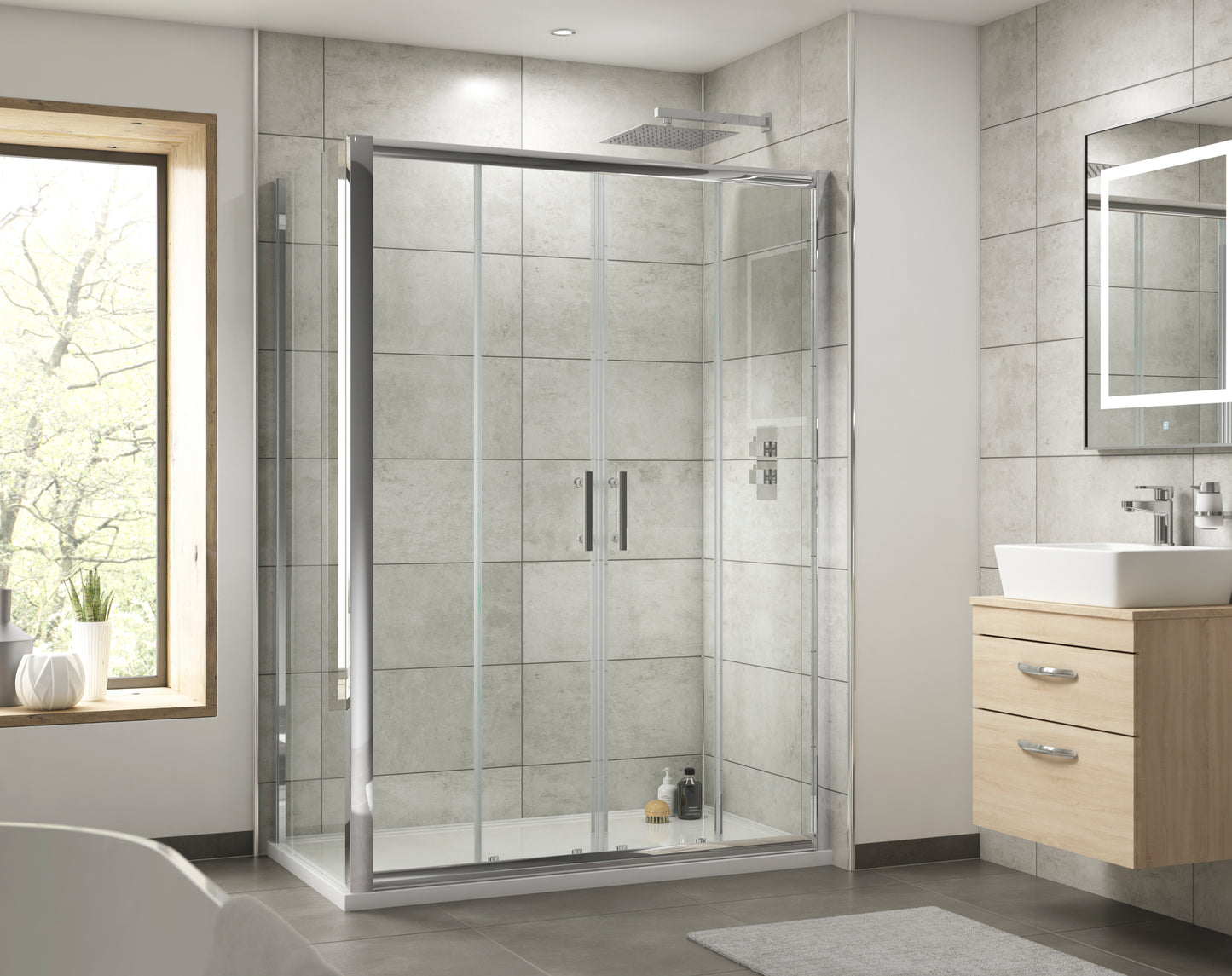Pacific Double Sliding Door 6mm Glass – Mersey Bathrooms Ltd