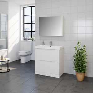 Arc Floor Standing 2-Drawer Vanity Unit with Basin - Gloss White ...