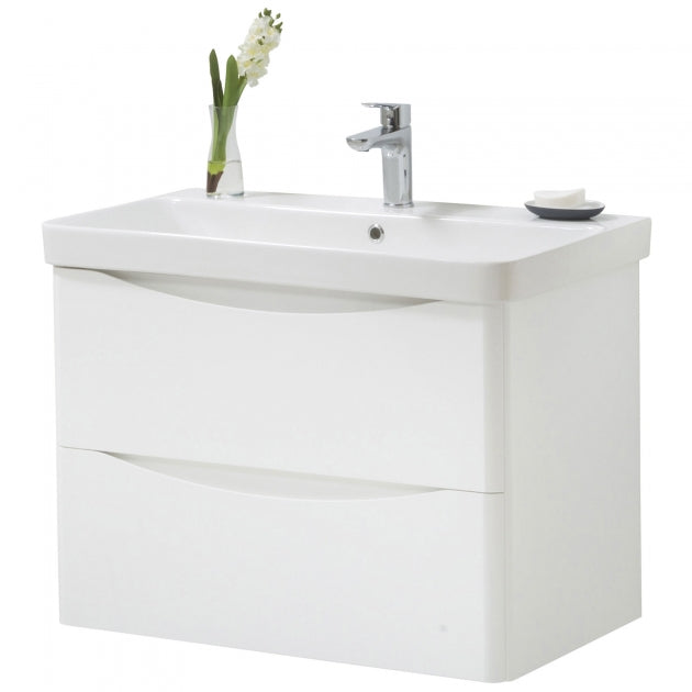 Arc Wall Mounted 2-Drawer Vanity Unit with Basin - Gloss White – Mersey ...