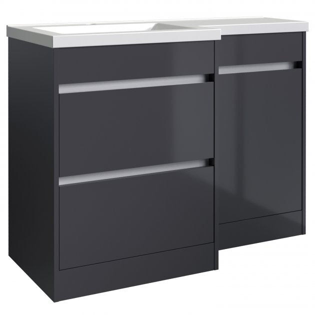 City 2-Drawer Combination Unit with L Shape Basin 1100mm Wide - Storm ...
